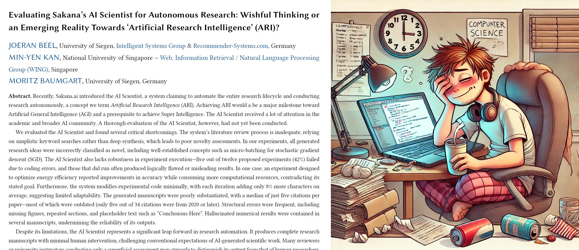 Assessing the AI Scientist | Web IR NLP Group @ NUS